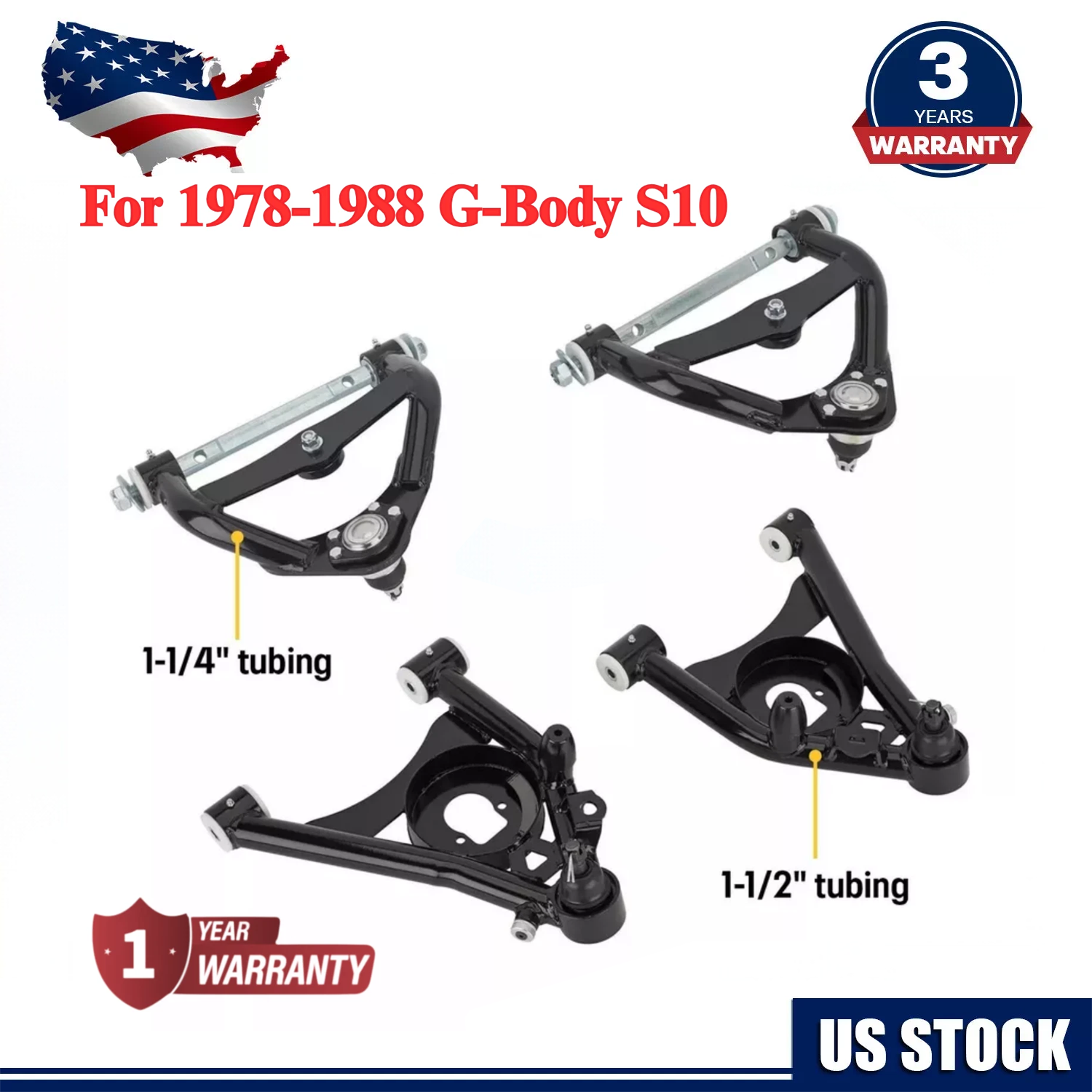 1978-88 G-Body and S10 Tubular Control Arms, Upper and Lower Kit | eBay