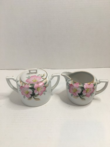 Noritake Azalea Creamer and Sugar Bowl Set Red Mark 19322 Hand Painted ...