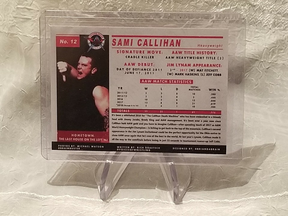SAMI CALLIHAN 2018 AAW WRESTLING JMLT SIGNED CARD #12 NXT AEW IMPACT | eBay