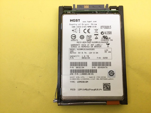 EMC XtremIO HGST 1.6TB SAS SSD Flash Drive w/Tray 005051102 ...