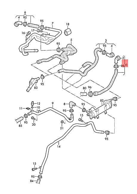 Genuine VW SKODA AUDI Coolant Hose With Quick Release Coupling ...