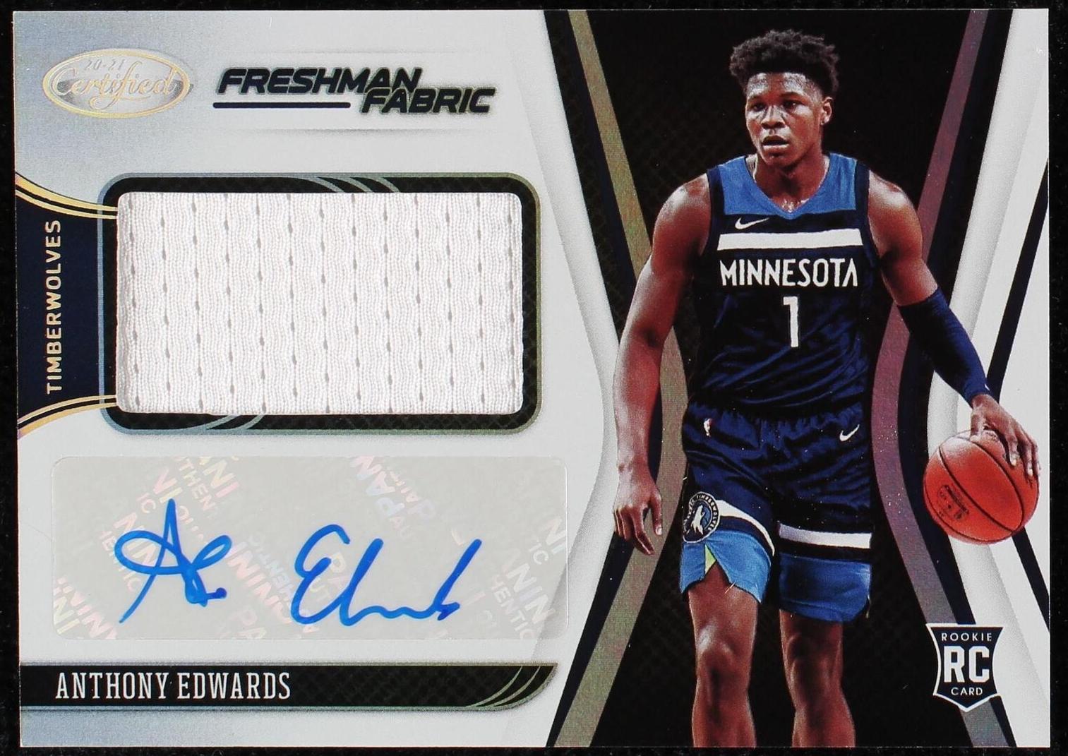 2020-21 Panini Certified - Freshman Fabric Signatures Anthony Edwards # ...
