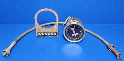 VINTAGE MOROSO TACH BRACKET CABLE TACHOMETER MECHANICAL DRIVE GASSER ...