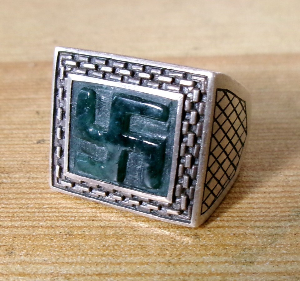 Antique Sterling Silver Jade Buddhist Manji Ring Wat Phra That Lampang ...