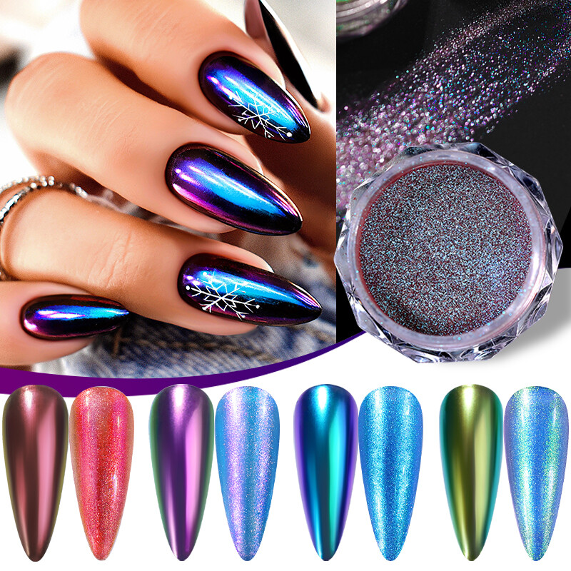 1Box Colorful Pearl Chrome Nail Powder Dust Pigment DIY Nail Art ...
