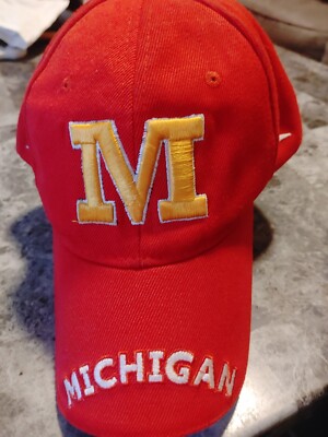 Red Michigan Strap Back Baseball Cap | eBay