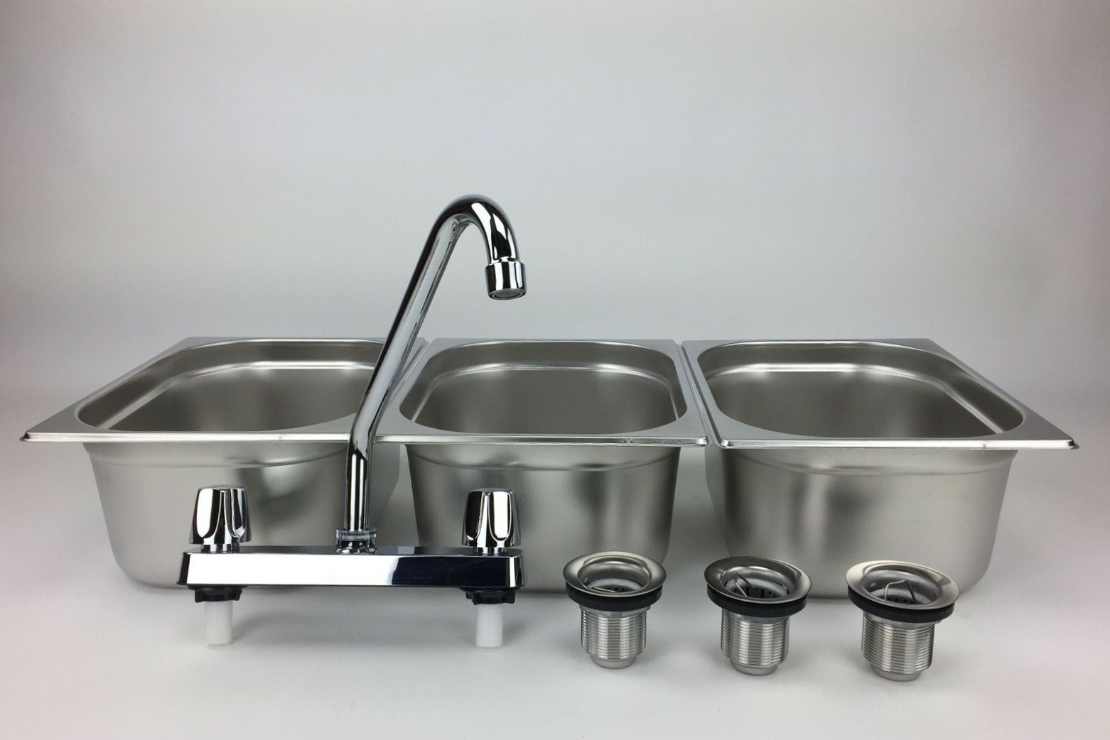 Large 3 Compartment Sink set For Portable Concession Sinks w/ Faucet ...