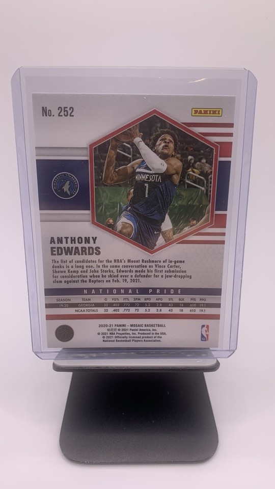2020-21 Panini Mosaic National Pride Anthony Edwards Rookie RC #252 ...