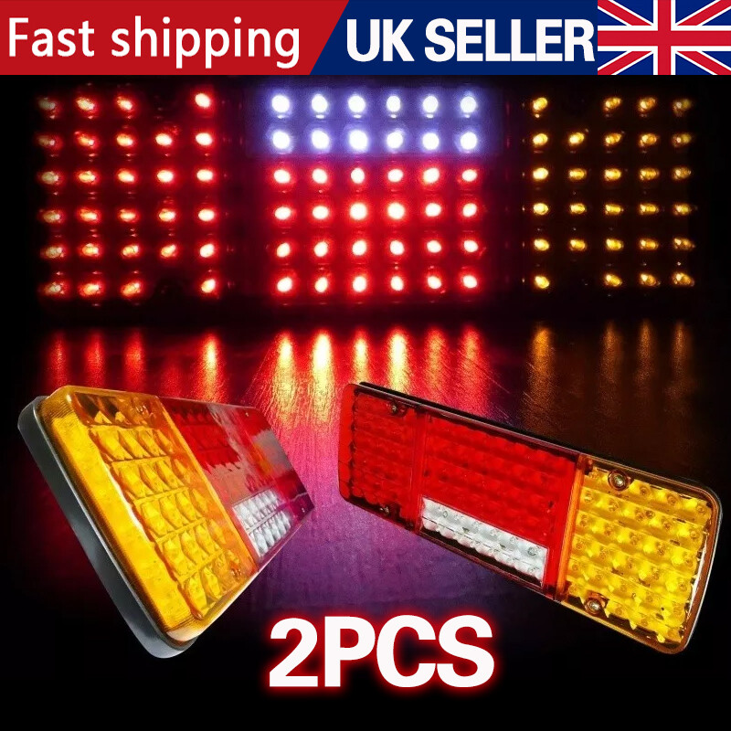 Pair 12v Led Rear Tail Light Lamp 5 Function Trailer Caravan Truck ...