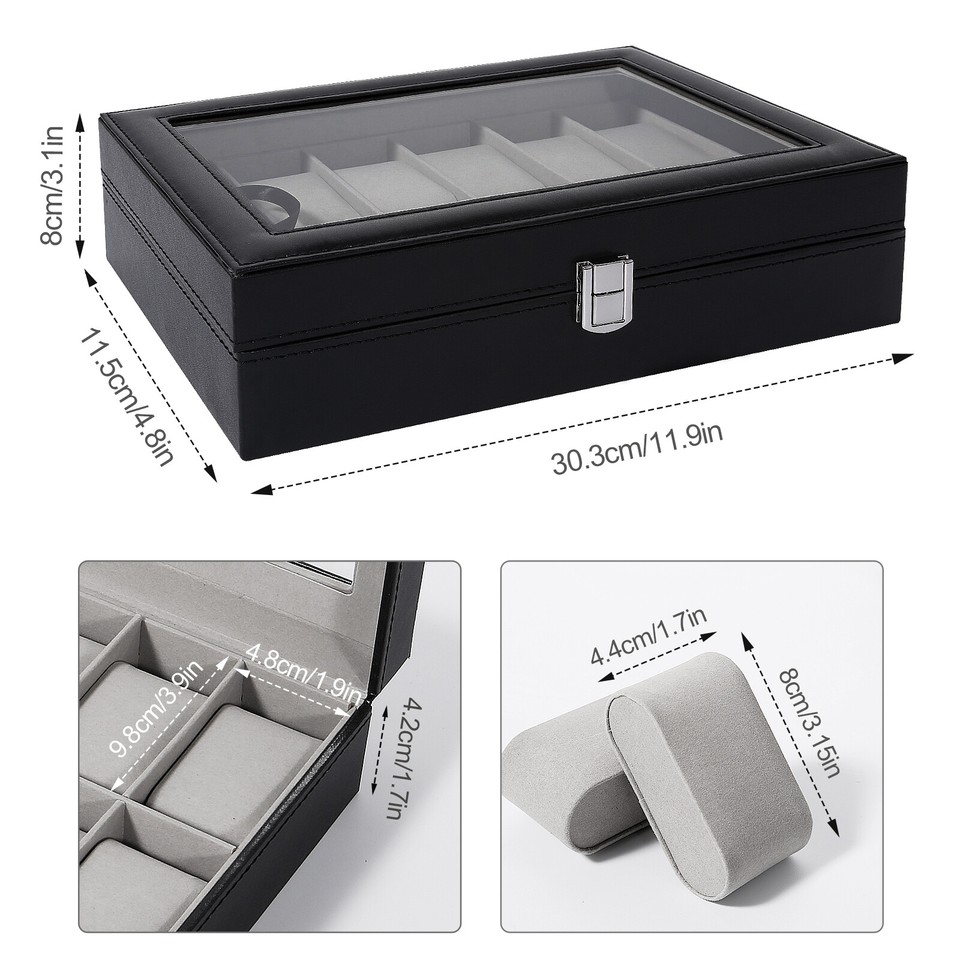 6/10/12Slots Watch Box Organizer Watch Jewelry Holder Stand Display ...