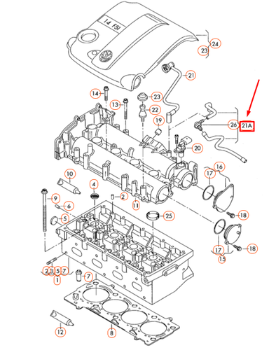 OEM Audi A3 8p Cylinder Head Cover Vent Hose 03C103558M Genuine for ...