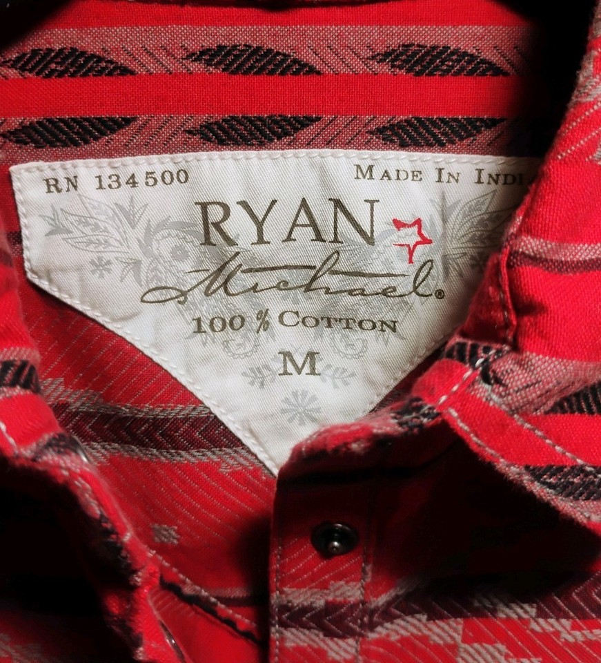 Ryan Michael Women's M Red & Black Aztec Western Snap Convertible ...