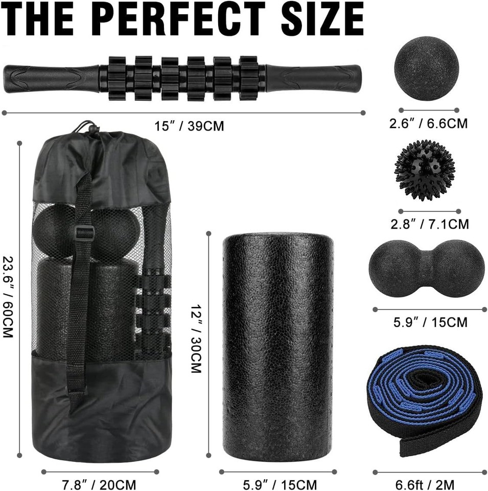 Foam Roller Set - High Density Back Roller, Muscle 12-inch 738627301490 ...
