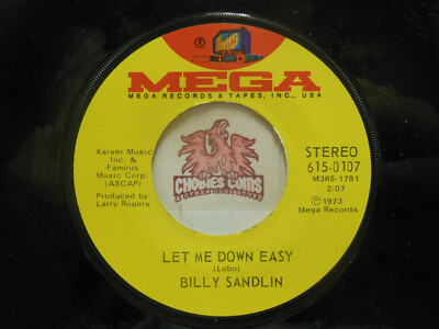 Billy Sandlin – Let Me Down Easy / You Are Love, 45 RPM EX w/ Mega ...