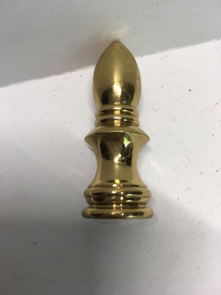 2" TALL Solid Brass Polished Bullet Shaped Lamp Finial 1/4 -27 Thread ...