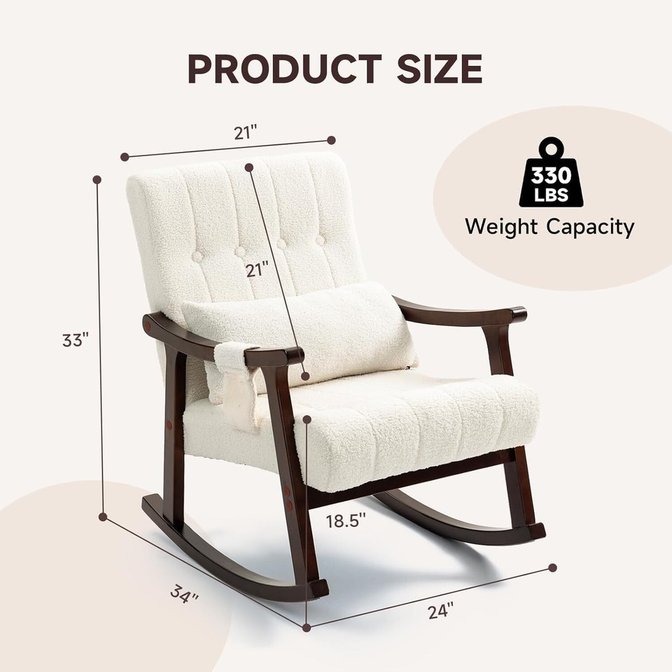 Upholstered Rocking Chair Single Sofa Accent Rocker Reading Armchair ...