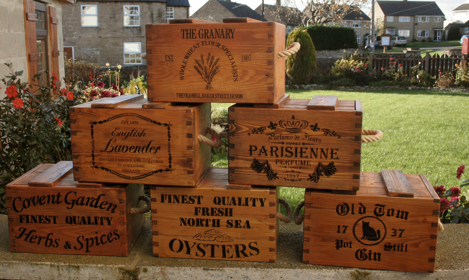 VINTAGE WOODEN RUSTIC STORAGE BOXES CHEST TRUG CRATE SHABBY PERSONALISE ...