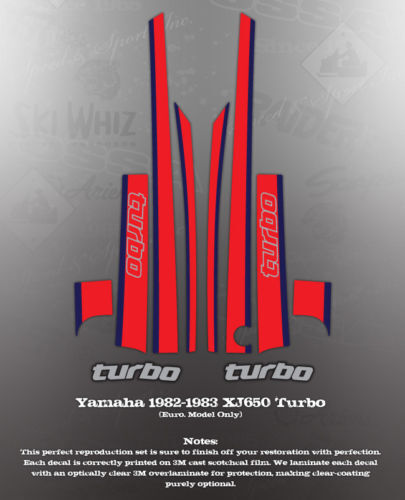 YAMAHA 1982-1983 XJ650 TURBO FAIRING DECAL GRAPHIC SET EUROPEAN MODEL ...