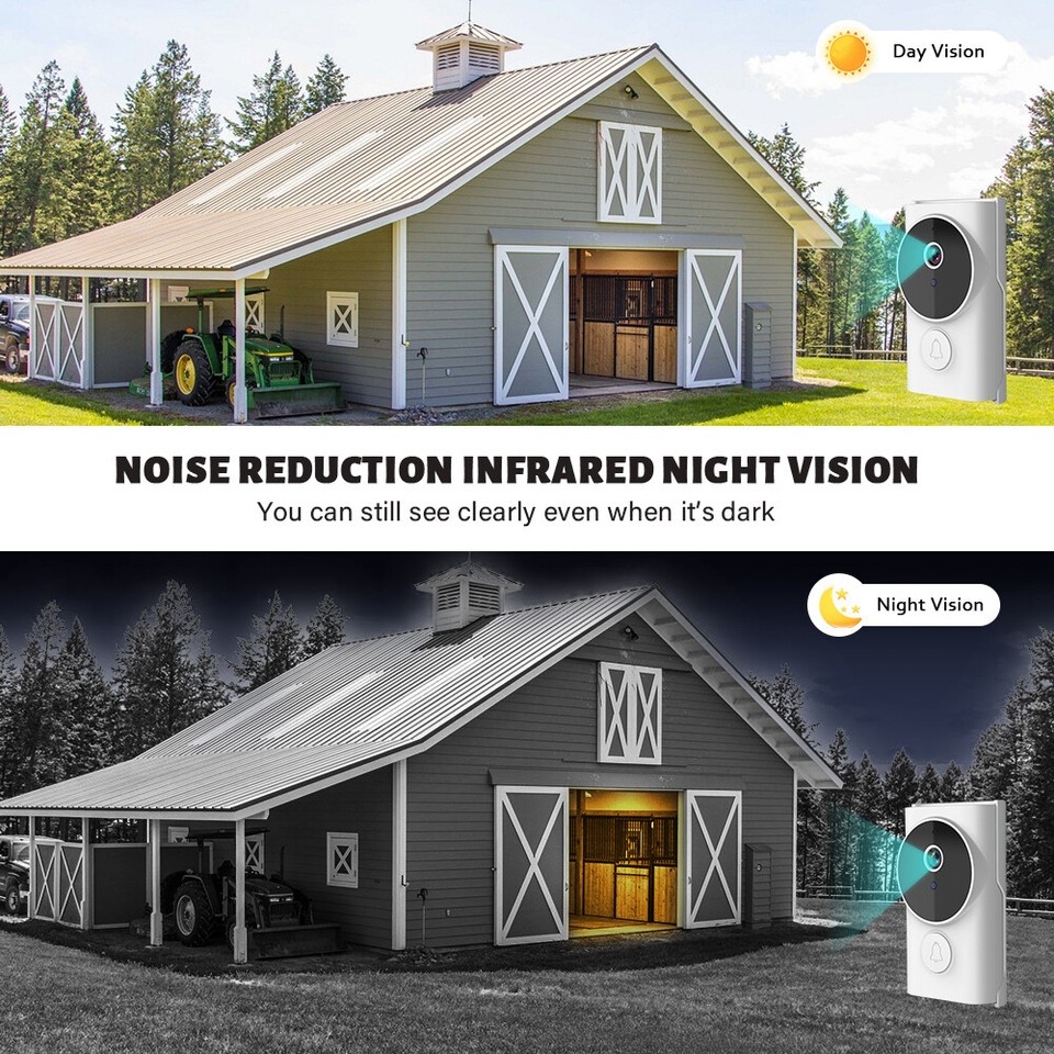 3.5'' IPS Screen 2.4 GHz Smart Wireless Video Doorbell Camera Door Bell ...