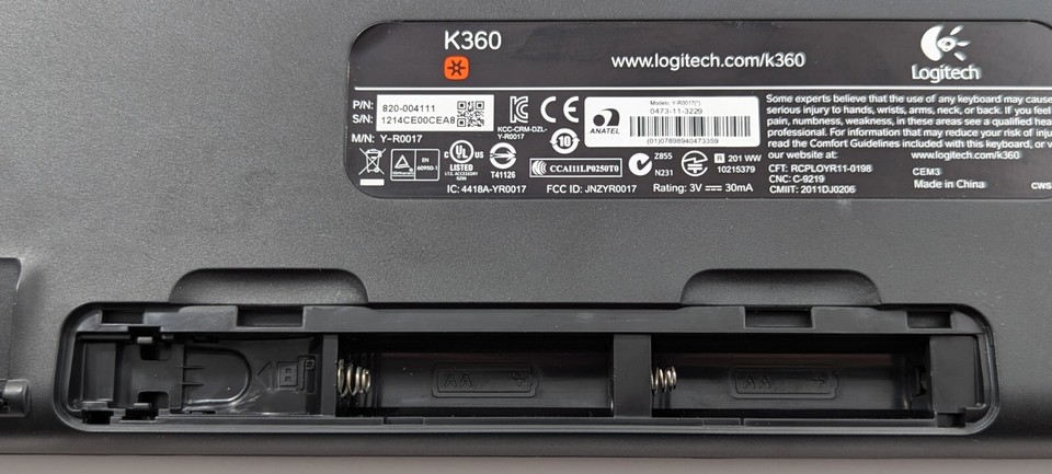 Logitech K360 Wireless Keyboard Compact Thin Full Size with Number Pad ...