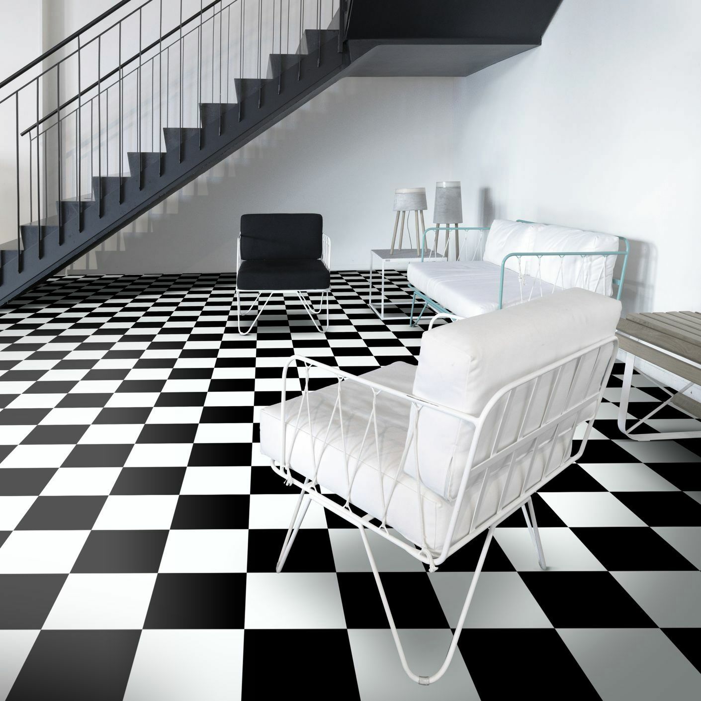 SAMPLE -VINYL Black & White Square Tile | Quality Flooring Kitchen ...