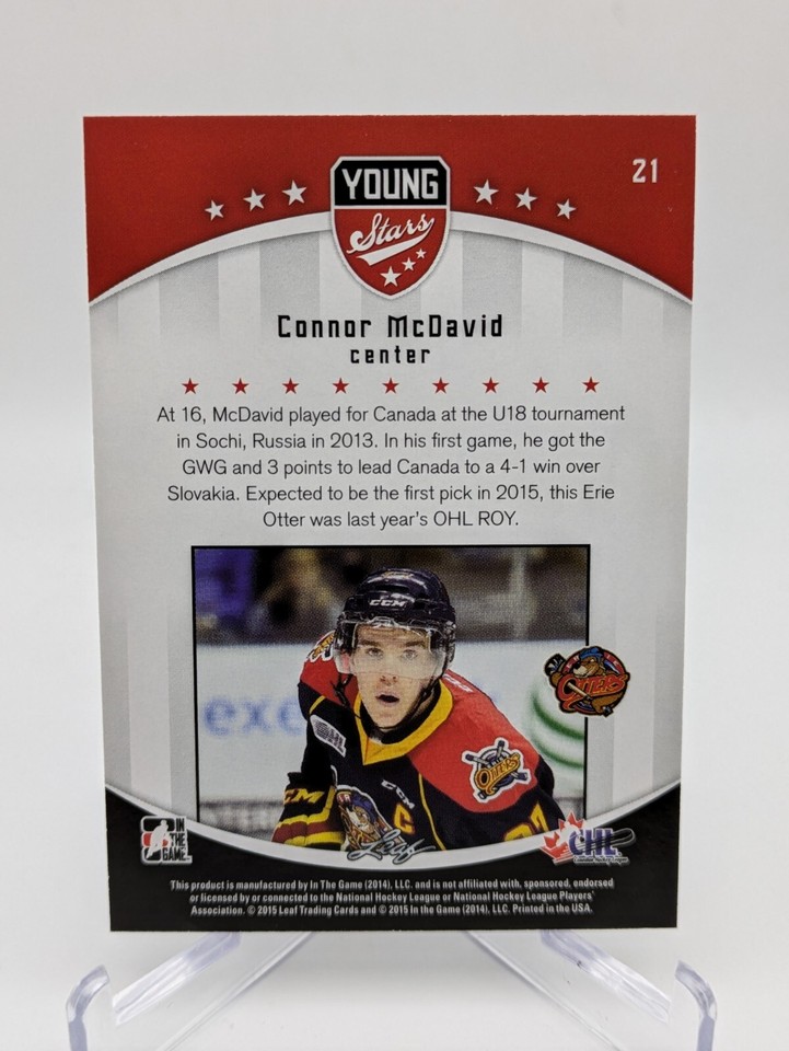 💥 2014 In The Game Connor McDavid Rookie Young Stars #21; NM+ Canada | eBay