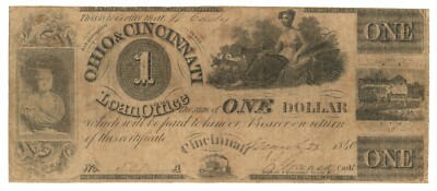 1840 Ohio & Cincinnati Loan Office, Cincinnati, Ohio $1 Note No.501 R5 ...