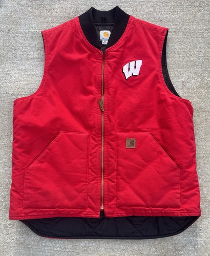 RARE University Of Wisconsin Madison Badgers Carhartt vest Red XL Tall ...