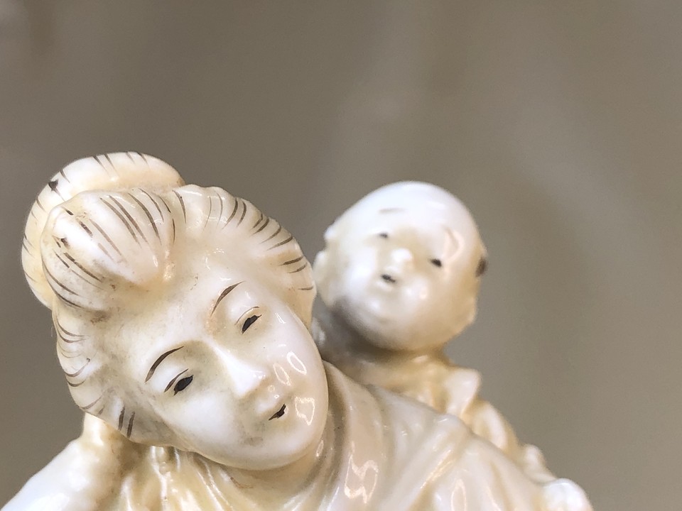 Y4182 NINGYO Kyo-ware white porcelain kimono beauty figure Japan statue ...