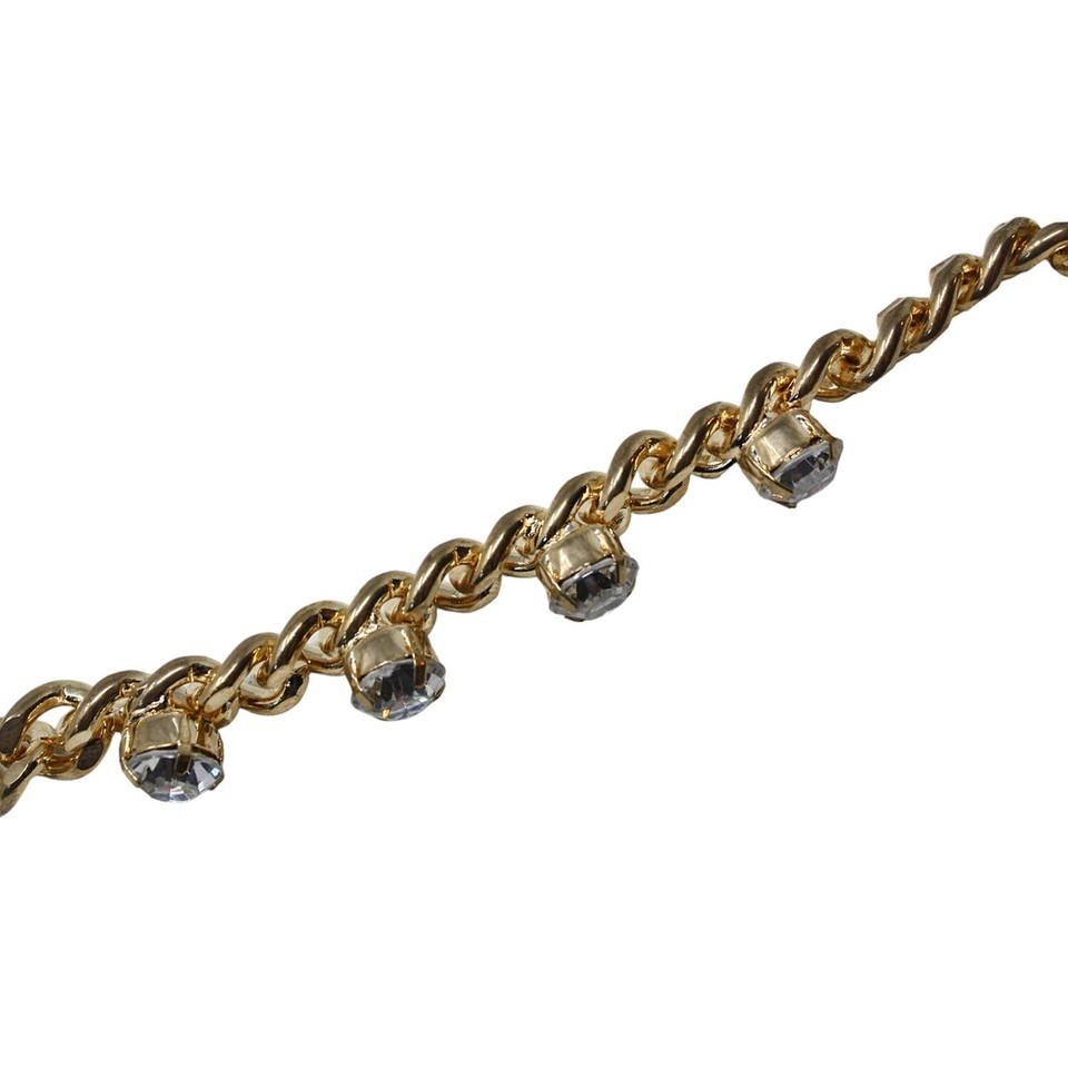 Vintage Statement Gold Metal Chain Studded w Large Rhinestones 18" Long ...