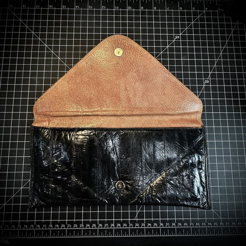 c.1980s Malock Vintage Fancy Black Shiny Eel Skin Leather Cocktail ...