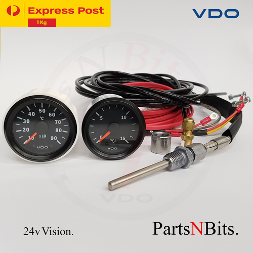 VDO 24v PYROMETER PYRO EGT GAUGE KIT AND 15 psi BOOST GAUGE, LINE KIT ...