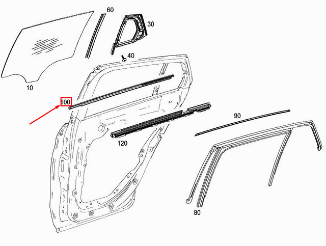 Mercedes-Benz GLC X253 Rear Right Door Window Lower Molding A2537300224 ...