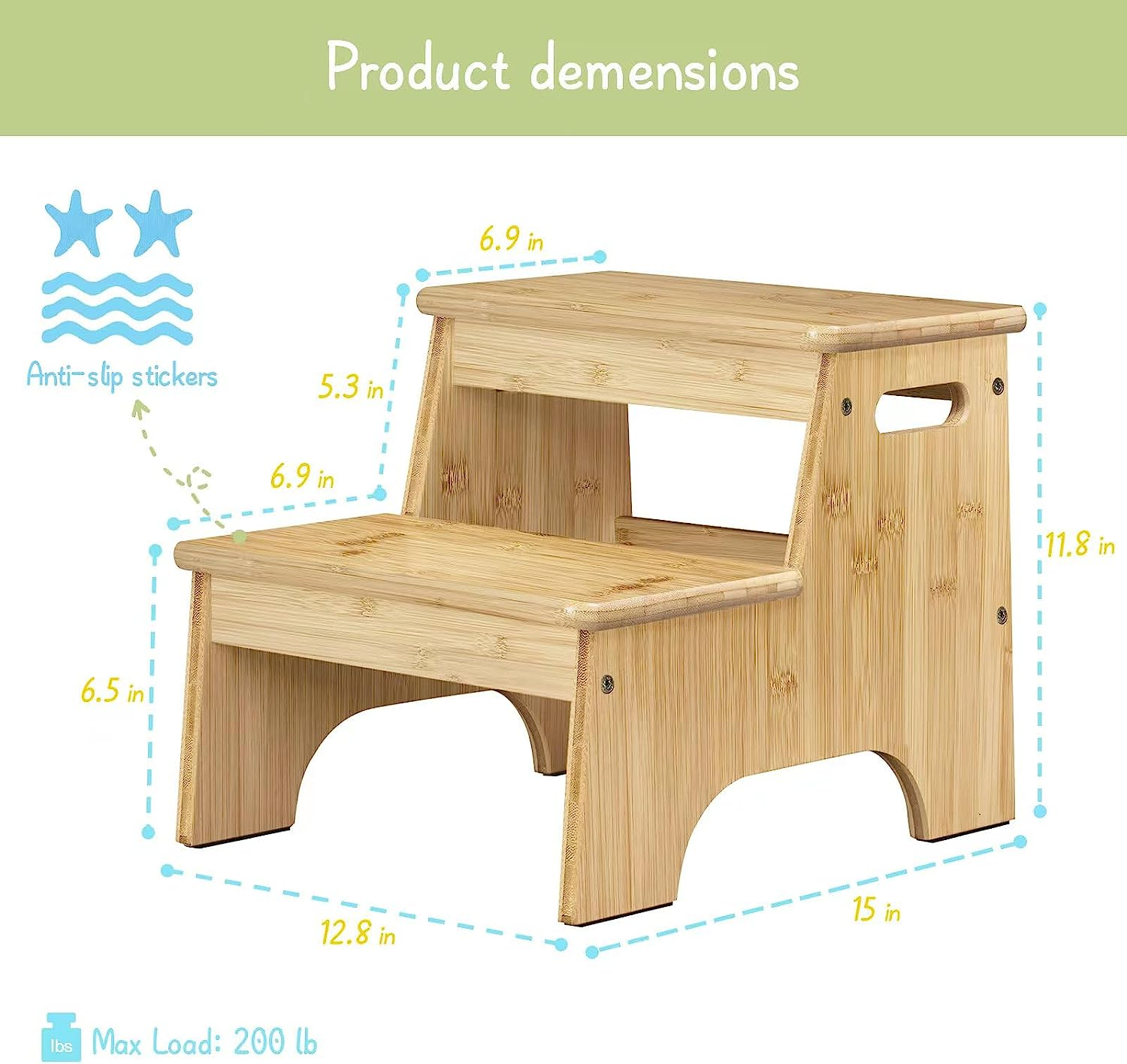 Wooden Step Stools for Adults and Kids, Heavy Duty Step Stool for ...