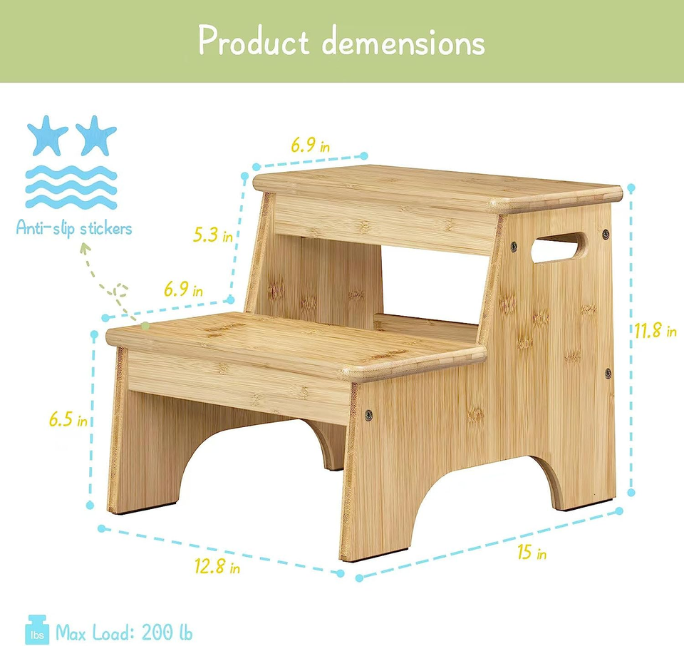 Wooden Step Stools for Adults and Kids, Heavy Duty Step Stool for ...
