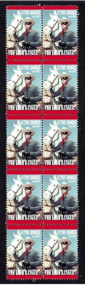 The Lone Ranger Clayton Moore Strip Of 10 Mint Stamps 1 | eBay