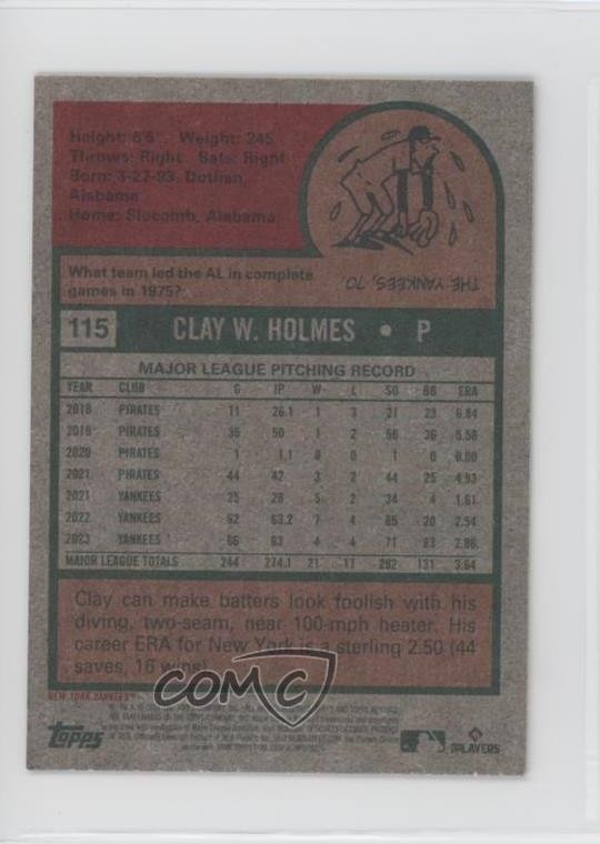 2024 Topps Heritage Mini Clay Holmes #115 | eBay