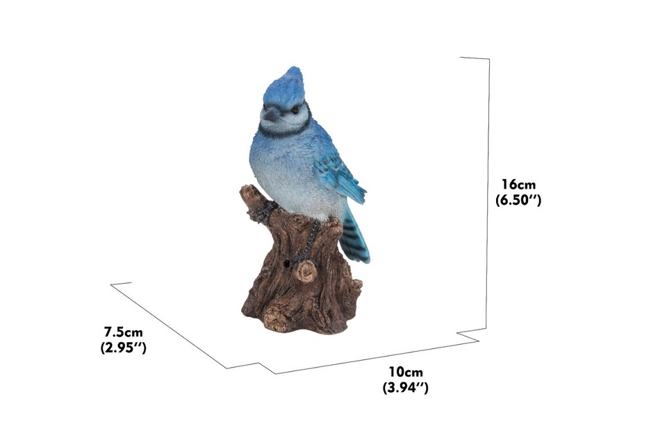 Motion Activated Bird on Stump Cardinal Blue Jay Tit Home Tabletop ...