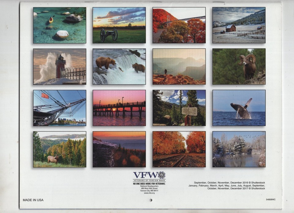 VFW Veterans of Foreign Wars 2016-2017 Calendar | eBay