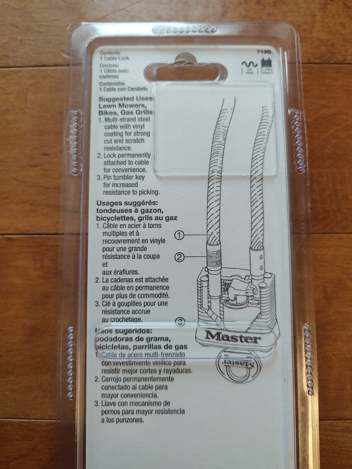 MASTER CABLE LOCK 3FT. COATED CABLE & 2 MASTER KEYS, 719D NEW | eBay