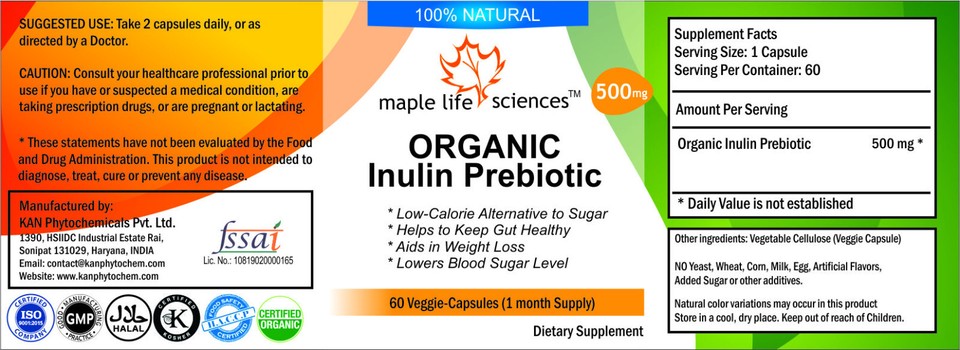 ORGANIC Inulin Prebiotic Capsules Pure & High Quality NO FILLERS | eBay