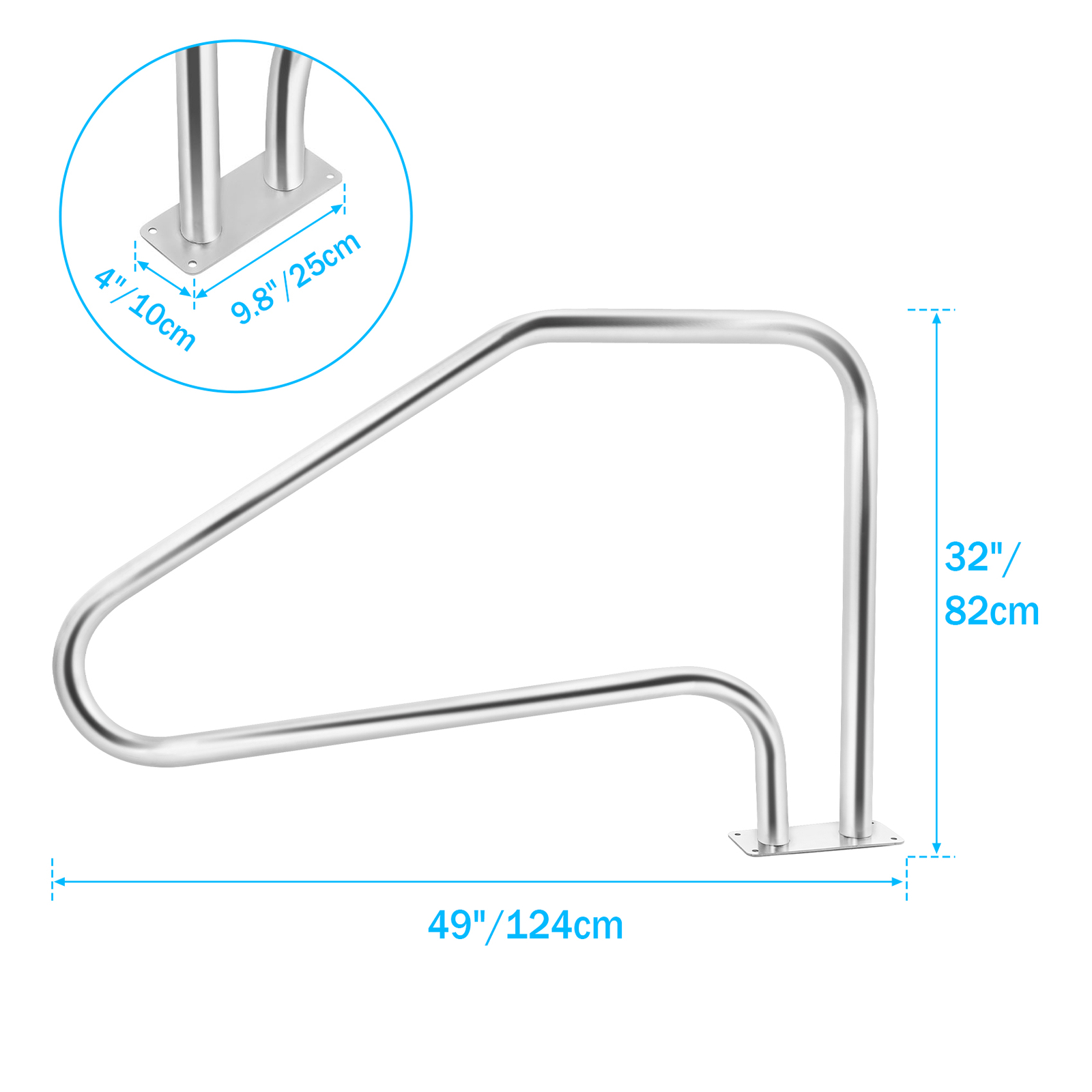 304 Stainless Steel Swimming Pool Handrail Inground Stair Steps Grab ...