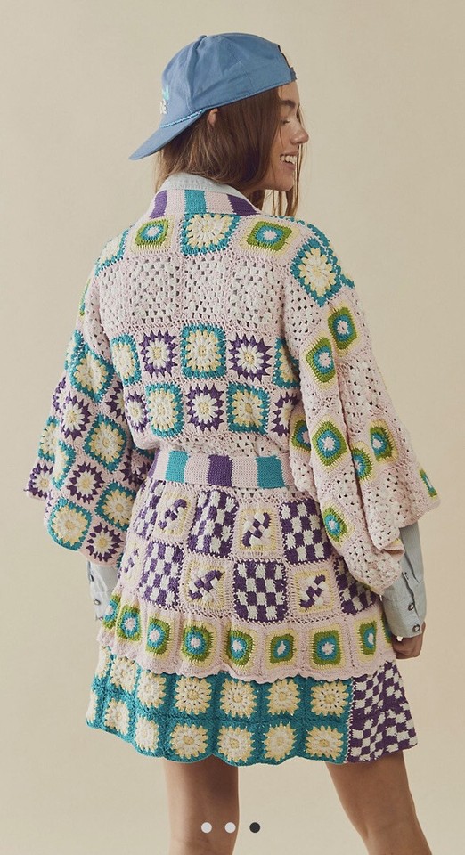 Free People Fillyboo Patchwork People Crochet Robe Unique Kimono Jacket ...