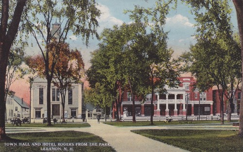 Lebanon, NH - Town Hall and Hotel Rogers from the Park | eBay