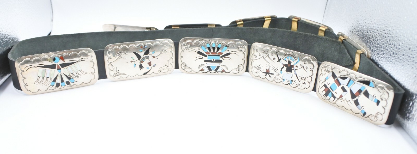 Stunning Sterling Silver Concho Belt Inlay Kachina by J Becenti | eBay
