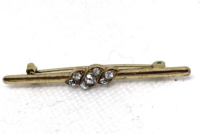 Gold Tone Crystal Rhinestone Bar Collar Pin Unisex | eBay