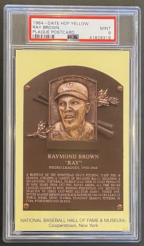 1964-Date HOF Yellow Plaque Postcard, Raymond Ray Brown, PSA 9 | eBay