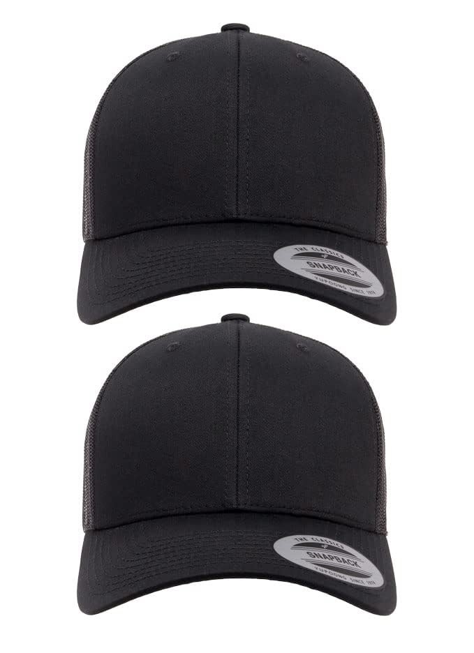 Mens Yp Classics Retro Trucker Cap Hat, Black, One Size, 2 Pack | eBay