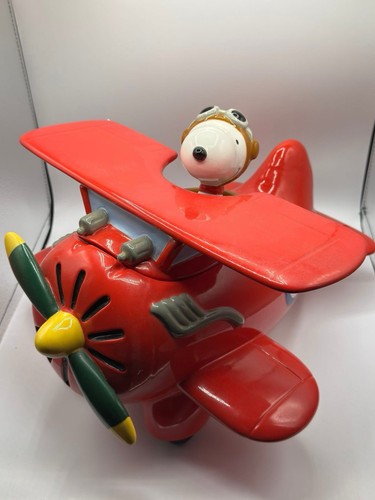 Peanuts Snoopy Flying Ace Cookie Jar Red Baron Plane Airplane | eBay
