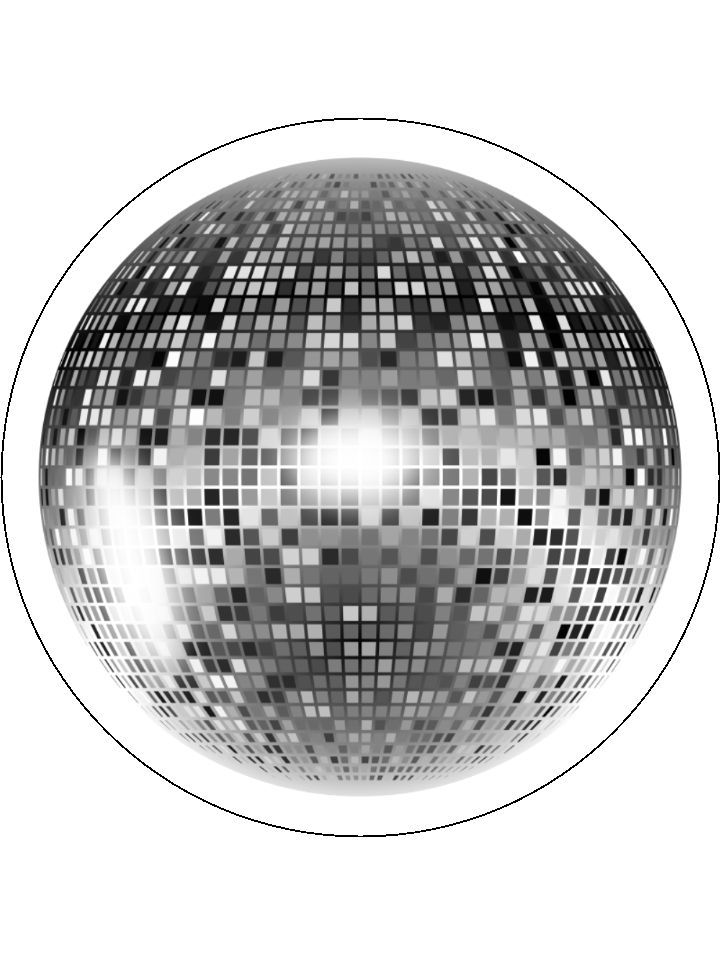 Novelty Silver Glitter Ball 7.5" Edible Wafer Paper Cake Topper party ...